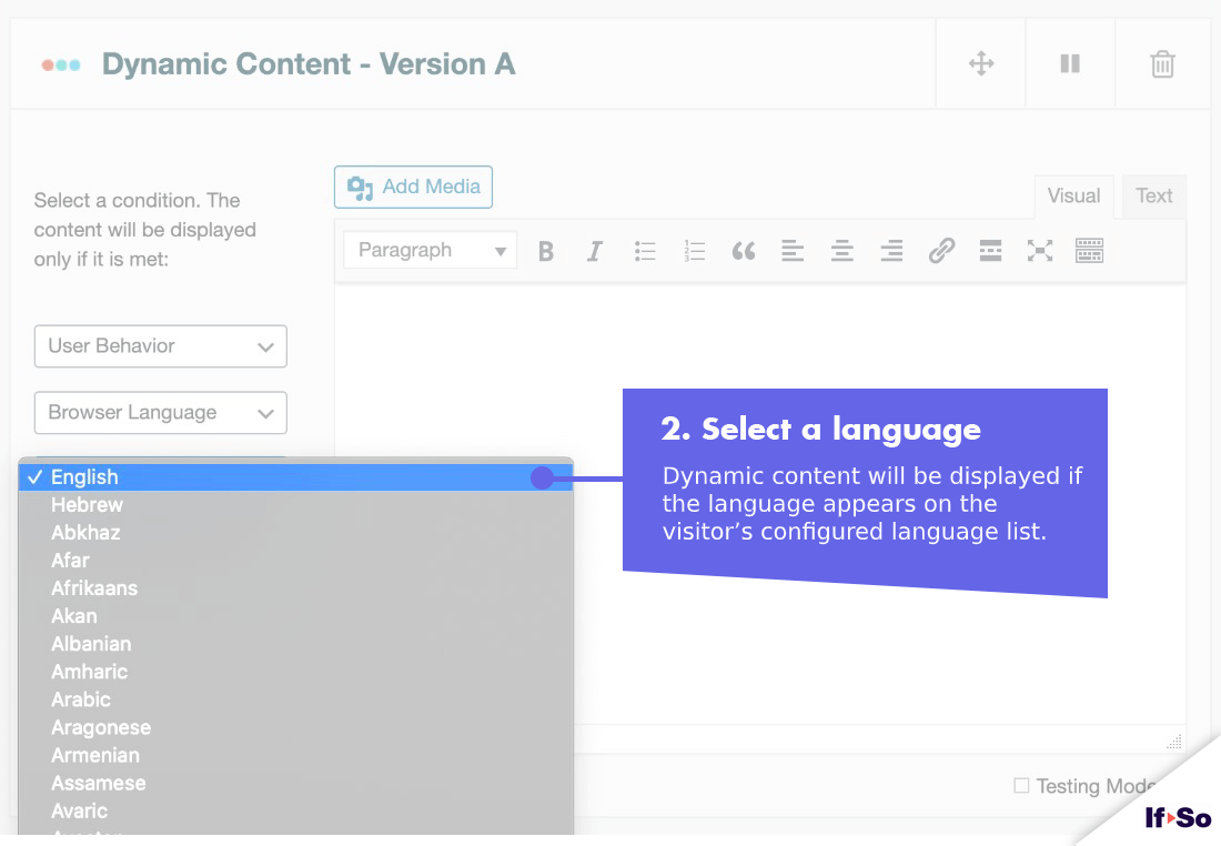 Language-based dynamic content - If-So Dynamic Content