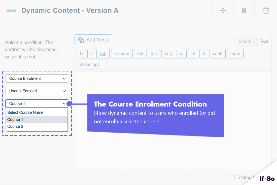 Dynamic Tutor-LMS Content - If-So Dynamic Content