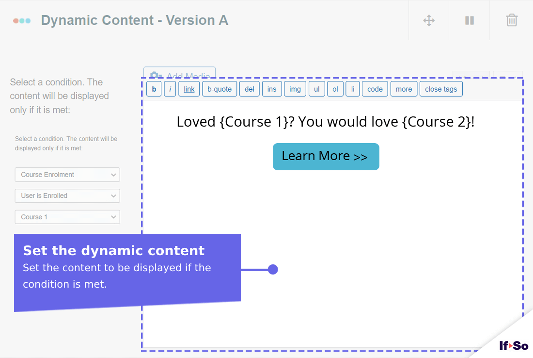 Dynamic Tutor-LMS Content - If-So Dynamic Content